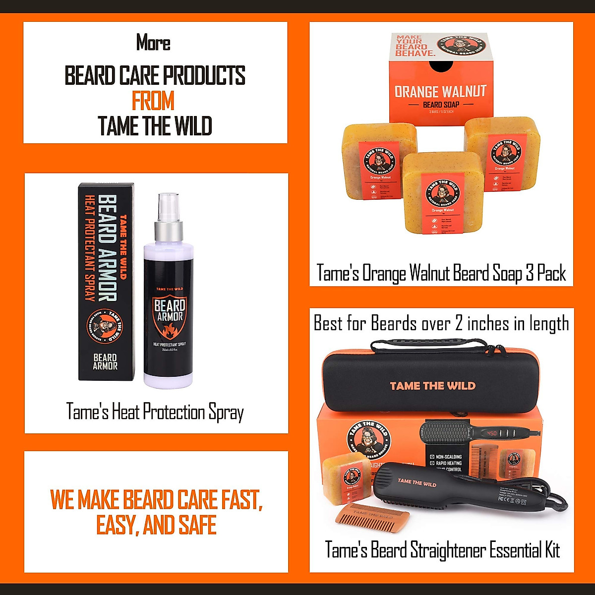 TAME THE WILD MAKE YOUR BEARD BEHAVE Bigfoot Beard Balm - Two 2.3 Oz Tins for Men with Shea Butter and Beeswax - Beard Conditioner - Sandalwood & Orange Citrus Scent