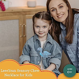 Sensory Chew Necklaces for Kids, Boys, and Girls - 2 Pack Dinosaur Silicone Chewy Toys for Autism, ADHD, SPD, Oral Motor Chewing Necklaces for Adults