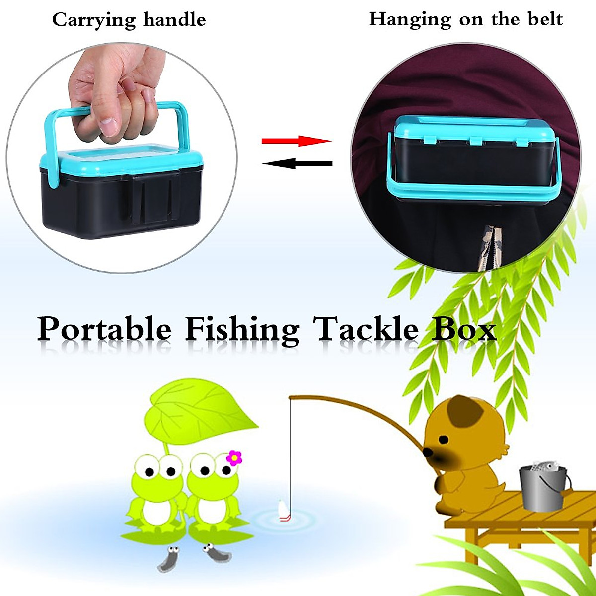 Fishing Bait Case, Plastic Fishing Bait Holder Box Worm Lure Storage Case with Clip Perfect for Fishing