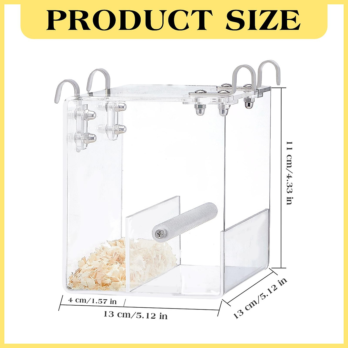 Ziliny 2 Pieces No Mess Bird Feeder for Cage Automatic Acrylic Bird Feeder Seed Food Catcher for Parakeet Canary Cockatiel Parrot Finch Canary 5.1 x 5.1 x 4.3 Inches