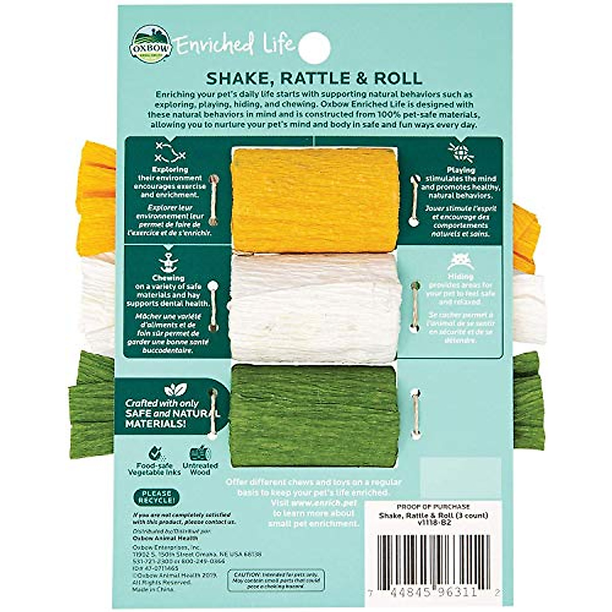 Oxbow 9 Pack of Enriched Life Shake, Rattle & Roll Small Pet Toys