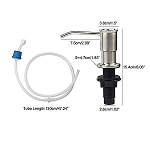 SINOLOFTY Built in Soap Dispenser for Kitchen Sink 47" Extension Tube Kit Countertop Stainless Steel Liquid Dish/Hand Soap Dispenser No More Top Refill Directly to Soap Bottle
