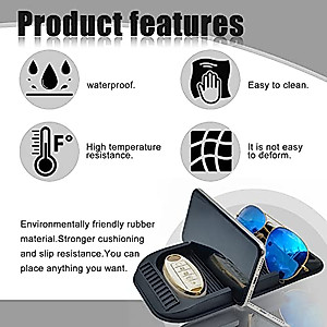 Car Dashboard Cell Phone Holder, Anti-Slip Pad Double-Groove with Number Plate Auto Silicon Tray, Silicone Car Pad Mat for Various Dashboards,Phone GPS Keychains Sunglasses Mat