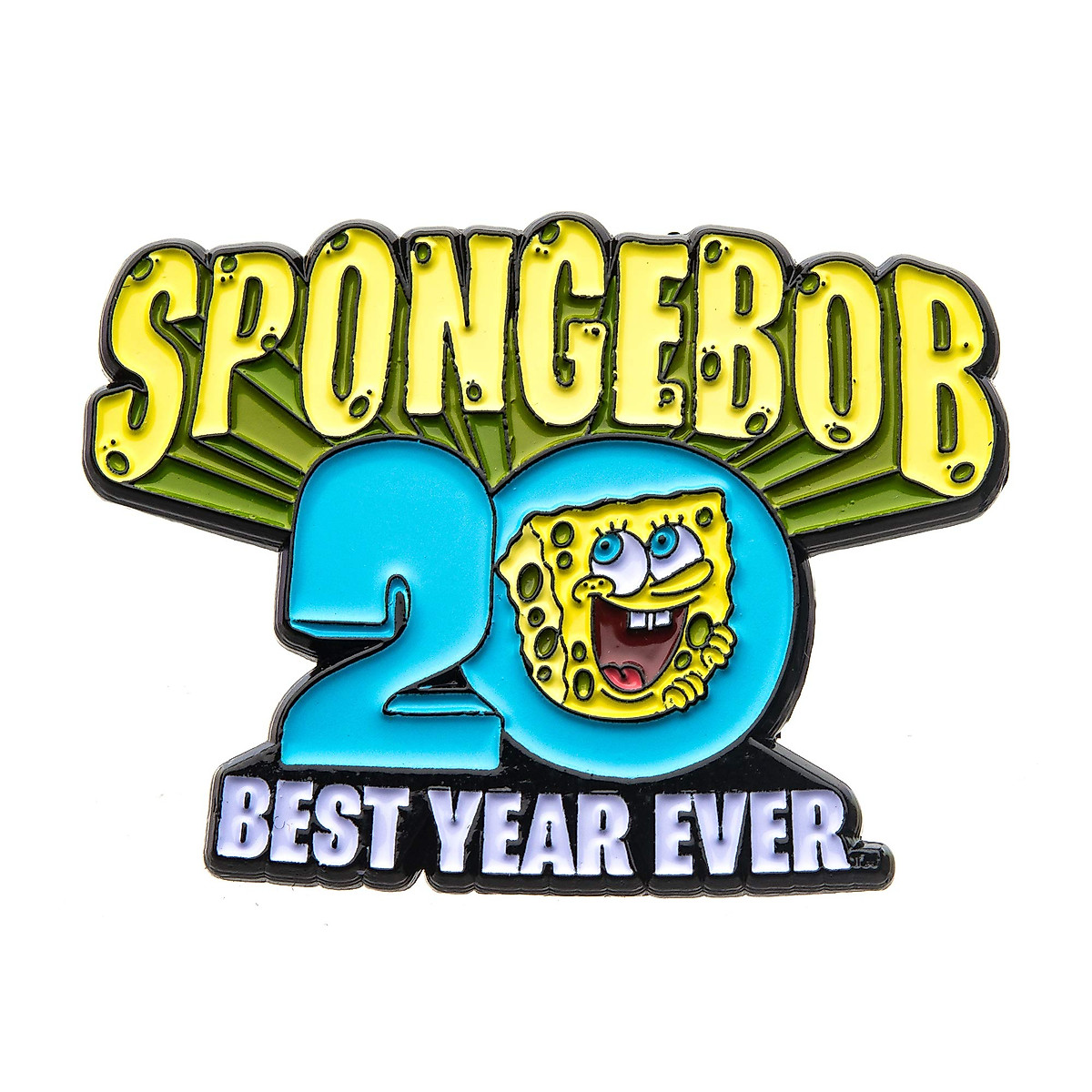 Nickelodeon SpongeBob SquarePants, SpongeBob 20th Best Year Ever Enamel Pin. Colors: Light Blue/YellowWhite.