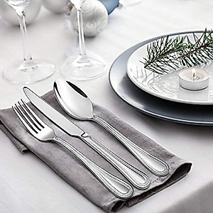 20-Piece Silverware Set with Drawer Organizer, HaWare Stainless Steel Flatware Service for 4, Modern Tableware Cutlery with Pearled Edge, Eating Utensil for Home, Mirror Polished, Dishwasher Safe