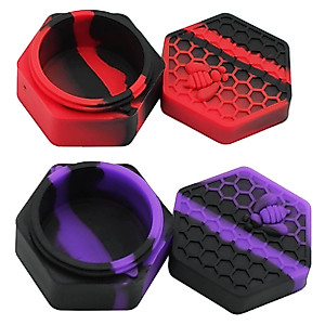 KUVIS 26ml Hexagon Silicone Container Non-stick Honeybee Jars with Carving Tool