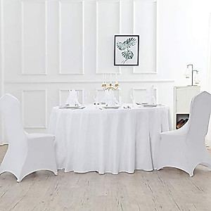 90 inch Round Tablecloth Washable Polyester Table Cloth Decorative Table Cover for Wedding Party Dining Banquet（90 inch,White）