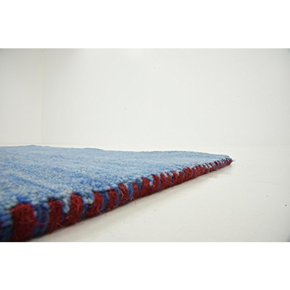 Unique Loom Solid Gava Collection 100% Natural Twisted Wool Modern Light Blue Area Rug (3' x 5')