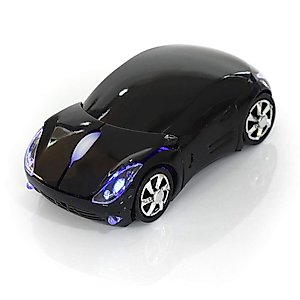 1600DPI Portable Mouse, 10M 2.4G Bluetooth Optical with Receiver Storage, 3 Buttons Car Shaped for/ME/Windows PC/Tablet Gaming Office(Black)