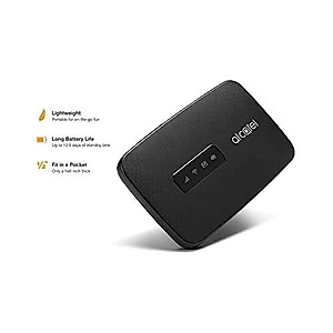 Alcatel LINKZONE Mobile 4G LTE WiFi Hotspot (US + Global 4G LTE) w/iOS & Android App, GSM Unlocked Upto 150mbps, Up to 15 Users MW41NF-2AOFUS2 (AT&T, T-Mobile, Metro, Cricket)