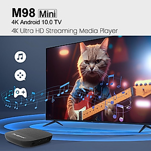 Android 10 TV Box 2G RAM 16G ROM Allwinner H313 with ATV, BT 5.0 Quad-Core 64 Bits 4K UHD H.265 Ethernet LAN TV Box