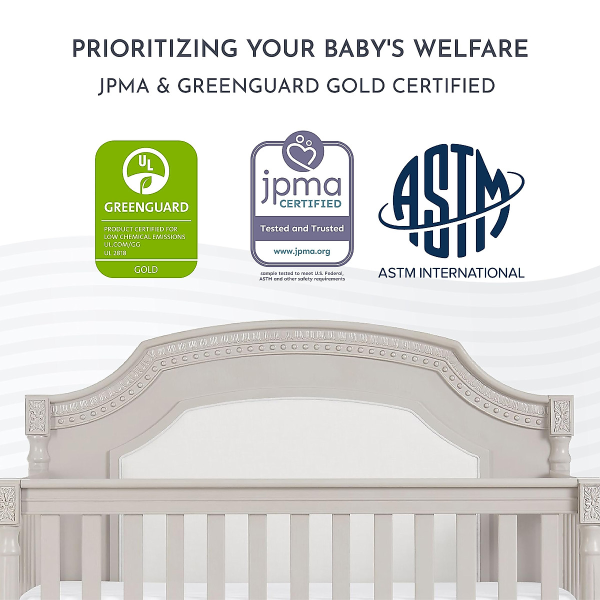 Evolur Julienne 5-in-1 Convertible Crib in Cloud, Greenguard Gold Certified , 55.5x31.2x51.5 Inch (Pack of 1)