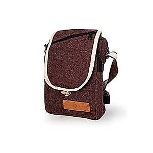 Crossbody Bag Purse Made From Hemp - Fold Unisex Hippie Tote Handmade shoulder bag for Travel, fits wallet, phone, passport (Natural Brown)