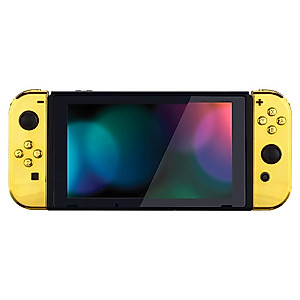eXtremeRate DIY Replacement Shell Buttons for Nintendo Switch & Switch OLED, Chrome Gold Custom Housing Case with Full Set Button for Joycon Handheld Controller - Console Shell NOT Included