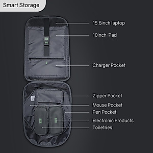 KORIN Laptop Bag For Men Women - Laptop Backpack 15.6" Travel Backpack With USB Charging Port, Original Design Flippack Anti-Theft Shool Backpack For Traveling, Hiking, Commuting, Black