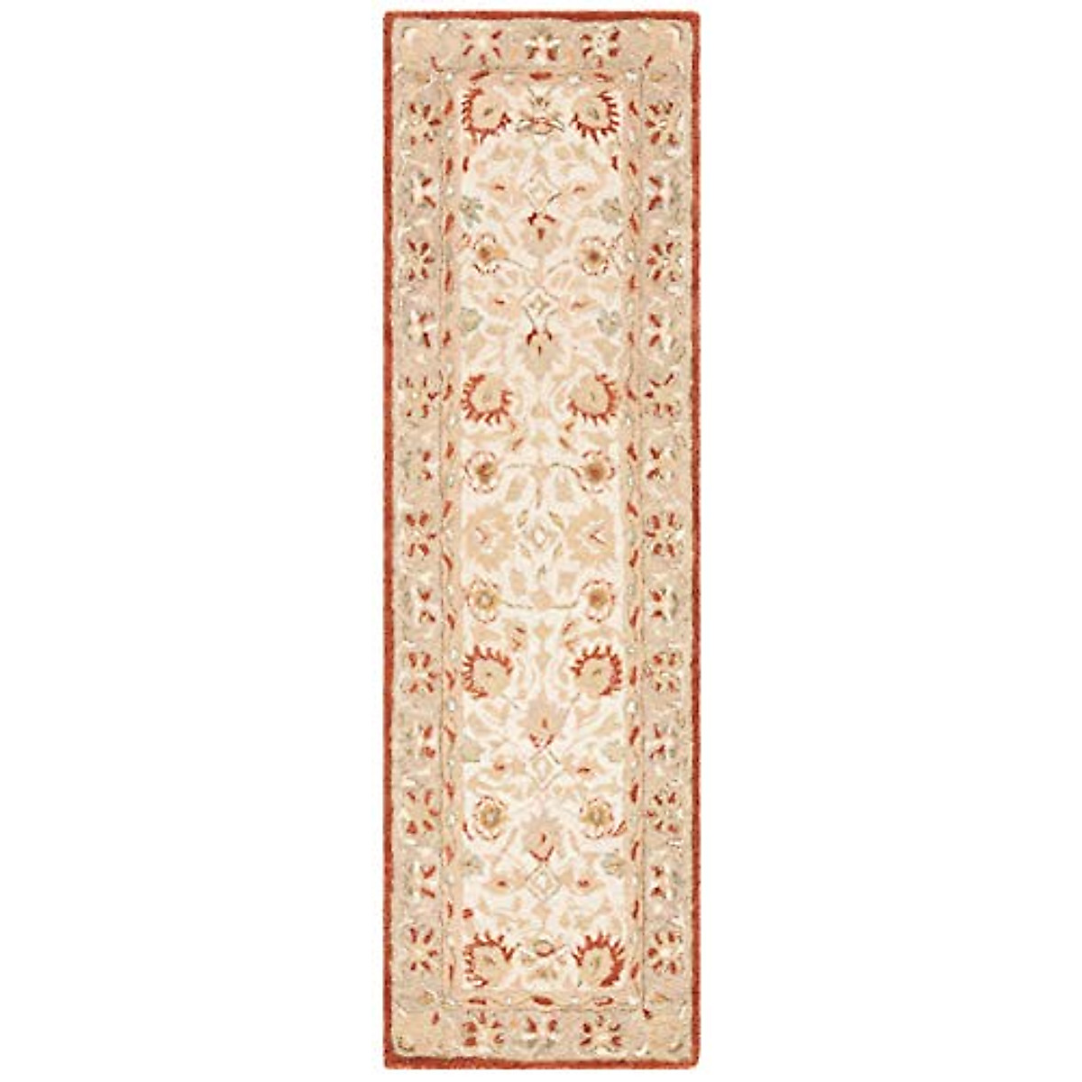 SAFAVIEH Anatolia Collection Runner Rug - 2'3" x 10', Beige & Rust, Handmade Traditional Oriental Wool, Ideal for High Traffic Areas in Living Room, Bedroom (AN512E)
