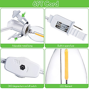 2 Pieces Accessory Cord with One LED Light Bulb Lamp Kit, 6Ft Christmas Village Lights Cord with On/Off Switch and Spare Fuse, Blow Mold Light for Christmas Houses Village, Holiday Craft Decorations