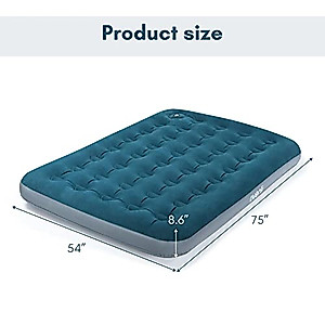 Full Size Air Mattress Double Air Bed with Foot Pump - Foldable Blow Up Mattresses with Flocked top - Portable Inflatable Beds with Patch Kit for Backpacking Tent Camping/Home/Traveling (75"*54")