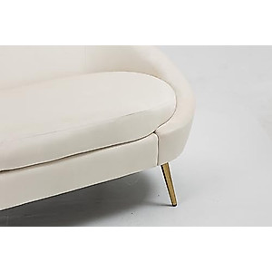 ZOBIDO Velvet Couch Modern Loveseat Sofa Twin Size Contemporary Sofas Upholstered Couch with Contemporary Velvet Upholstered Sofa Couch for Living Room and Bedroom(White)