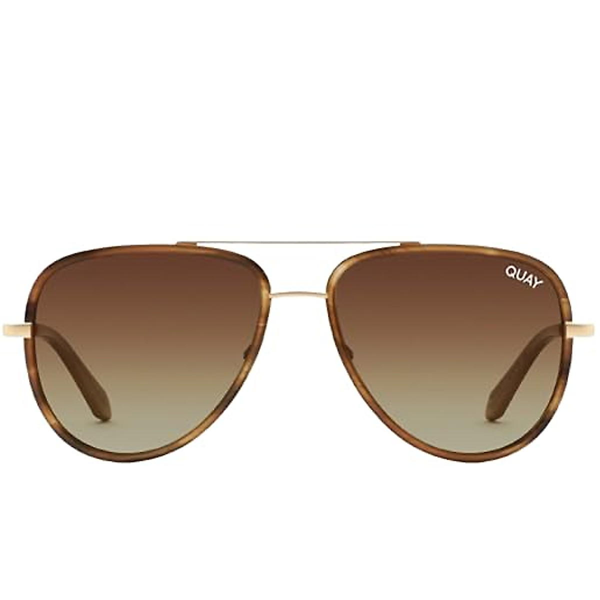 Quay Australia All In Mini Tortoise Gold/Brown Polarized Aviator Sunglasses Gold Frame 49mm