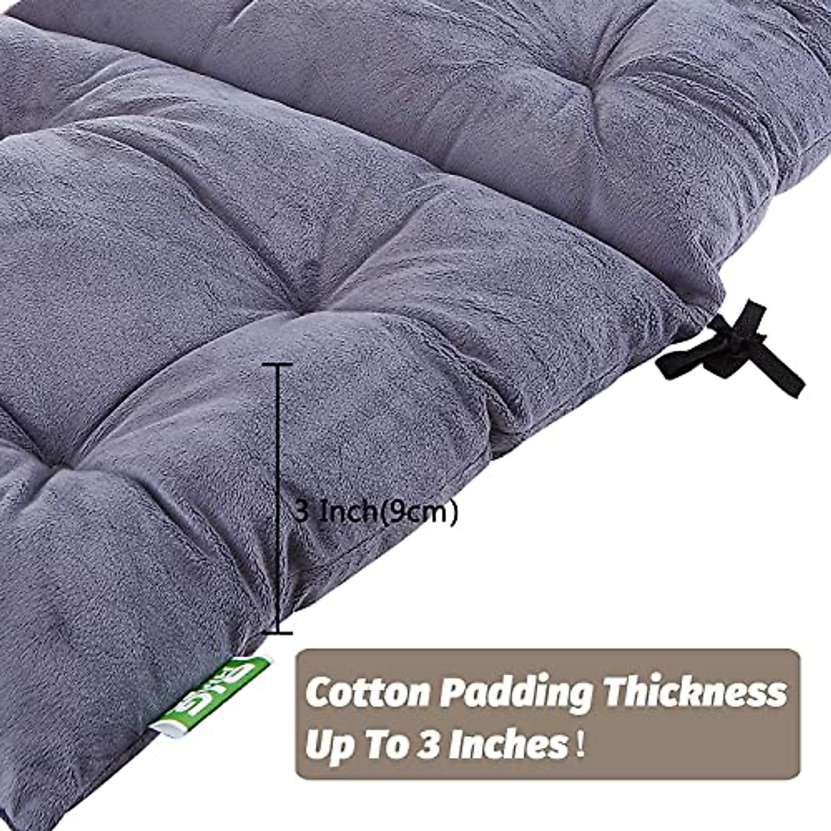 Big Hippo Rocking Chair Cushion,Soft Thicken Rocking Chair Cushion Set with Detachable Neck Pillow Back Support,Comfy Chair Cushion Pad with Ties for Outdoor Indoor Home Office,Gray