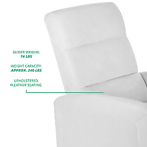 Evolur Reevo Upholstered Faux Leather Seating Glider Swivel in Misty Grey, Glider Chair for Nursery, Greenguard Gold Certified, Tool-Free Assembly, Easy to Clean