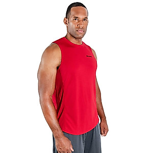 DEVOPS 3 Pack Men's Muscle Shirts Sleeveless Dry Fit Gym Workout Tank Top (Medium, Black/Charcoal/Red)