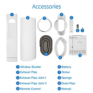DELLA 14000 BTU Smart WiFi Enabled Portable Air Conditioner, Freestanding Indoor Electric Fan Dehumidifier Unit on Wheels W/Remote Control, Window Kit, Cools Up to 700 Sq. Ft.