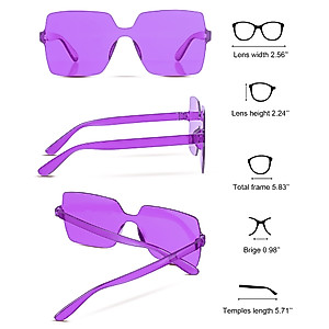 Chumia 51 Pairs Colored Fun Sunglasses Bulk Candy Party Sunglasses Rimless Transparent Square Tinted Sunglasses Rectangle Colorful Bulk Sunglasses Frameless Colored Glasses for Women Men Cosplay