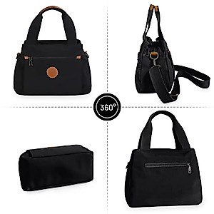 DIRRONA Fashion Women Handbag Canvas Ladies Shoulder Bag Womens Bag Multifunctional Crossbody Bag for Work Travel Casual Daily Nylon Handbags Black B