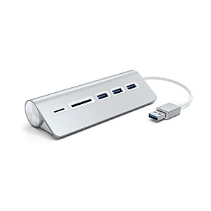 Satechi Aluminum USB 3.0 Hub & Card Reader - Compatible with MacBook Pro, MacBook, iMac, Surface Pro, Dell XPS and More (Silver)