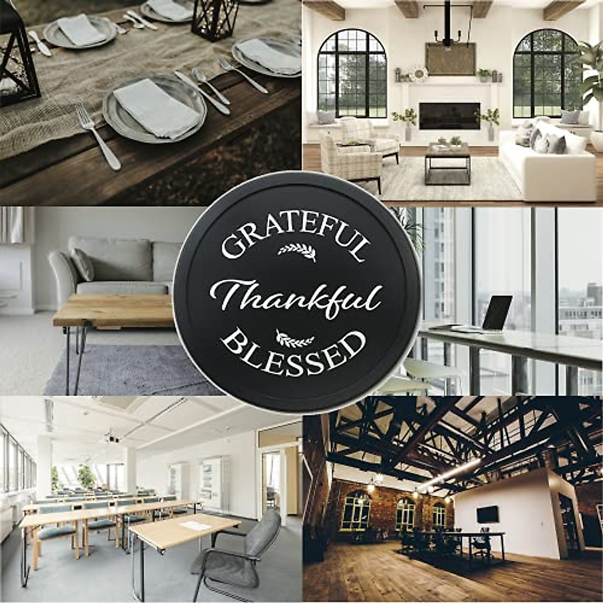 Silicone Coasters for Drinks Set / 6 Pack Proverbs 18:10 Products / Black Drink Coasters for Table Top Protection / Thankful Home Decor and Housewarming Gift / Grateful Thankful Blessed Decor