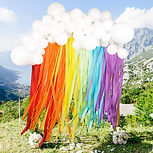 JOYYPOP Rainbow Party Decorations with White Balloon Garland and Rainbow Crepe Paper Streamers for Rainbow Baby Shower Rainbow Birthday Party