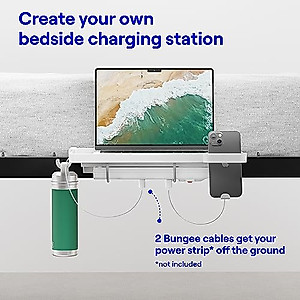BedShelfie Bedside Shelf for Bed & Top Bunk- College Dorm Room Essentials, Loft Bed Accessories, Clip On Nightstand Snack Organizer, Floating Bed Side Table Tray Shelfie Caddy - DormEssential, White