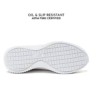 Avia Anchor Mesh Slip On Black Non Slip Shoes for Women, Comfortable Water Resistant Womens Food Service Slip On Sneakers - White, 6.5 Medium