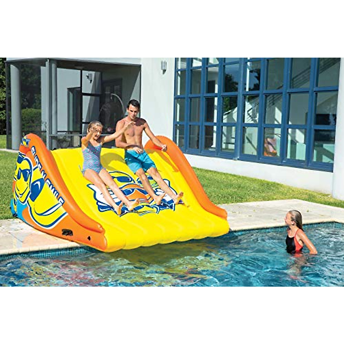 Wow Sports Slide N Smile Slide with 2 Lanes, Giant Floating Water Slide for Adults and Kids