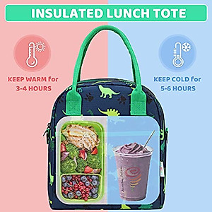 VASCHY Lunch Box Bag for Kids, Insulated Lightweight Lunch Box Tote for Toddler Boys and Girls School Daycare Kindergarten Dinosaur