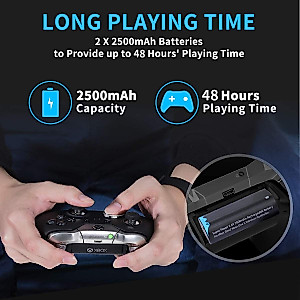 Xbox Rechargeable Battery Pack,2 Pack Rechargeable Batteries with Xbox one Controller Charger,Compatible for Xbox One/Xbox One S/Xbox One X/Xbox One Elite/Xbox Series S