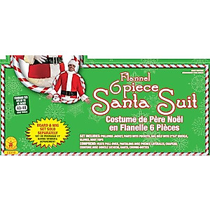Rubie's Adult Bright Red Flannel Santa Suit With Gloves Adult Sized Costumes, Red/White, XX-Large US