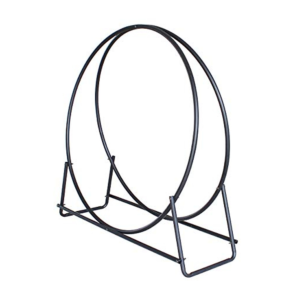 Everflying Price 40 Inch Firewood Log Hoop Rack, Round Tubular Steel Outdoor Wood Storage Holder, Black