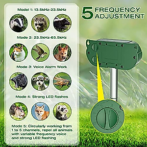 Umila Ultrasonic Solar Animal Repeller, 2022 Upgrade Cat Repellent Outdoor, Squirrel, Deer, Raccoon, Skunk, Rabbit, Dog, Cat, Waterproof with Alarm and LED Flashing Light