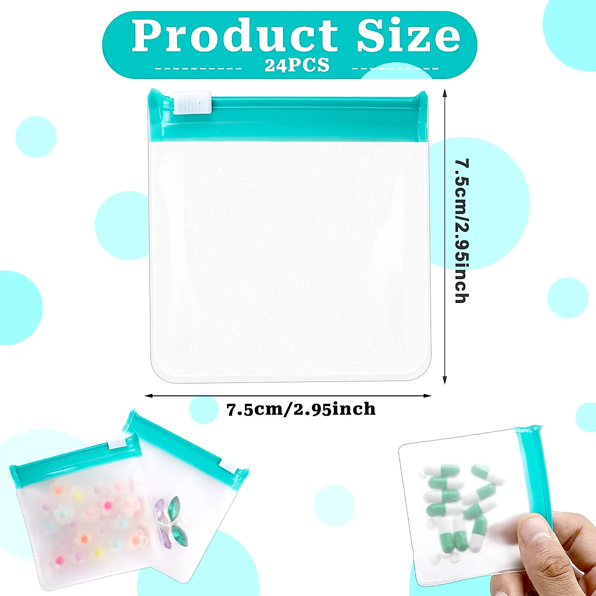 24 Pieces Pill Pouch Bags Reusable Zippered Pill Bags Small Portable Pill Baggies Reusable Pill Storage Pouch Bags Translucent Plastic Pill Packets with Slide Lock for Medicines Small Items