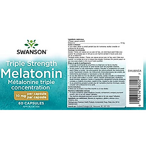 Swanson Triple Strength Melatonin - Natural Sleep Support for Disrupted Sleep Cycles - (60 Capsules, 10mg Each)