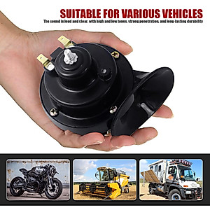 Fogfar 2 PCS Car Snail Horn, Waterproof Shockproof Ultra-loud Tweeter, Honk Double-tone Modified Horn, Universal Air Horn Replacement Kit for Most Car Motorcycles (Black)
