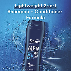 Suave Men 2 in 1 Shampoo and Conditioner Ocean Charge 12.6 Fl Oz (Pack of 6)