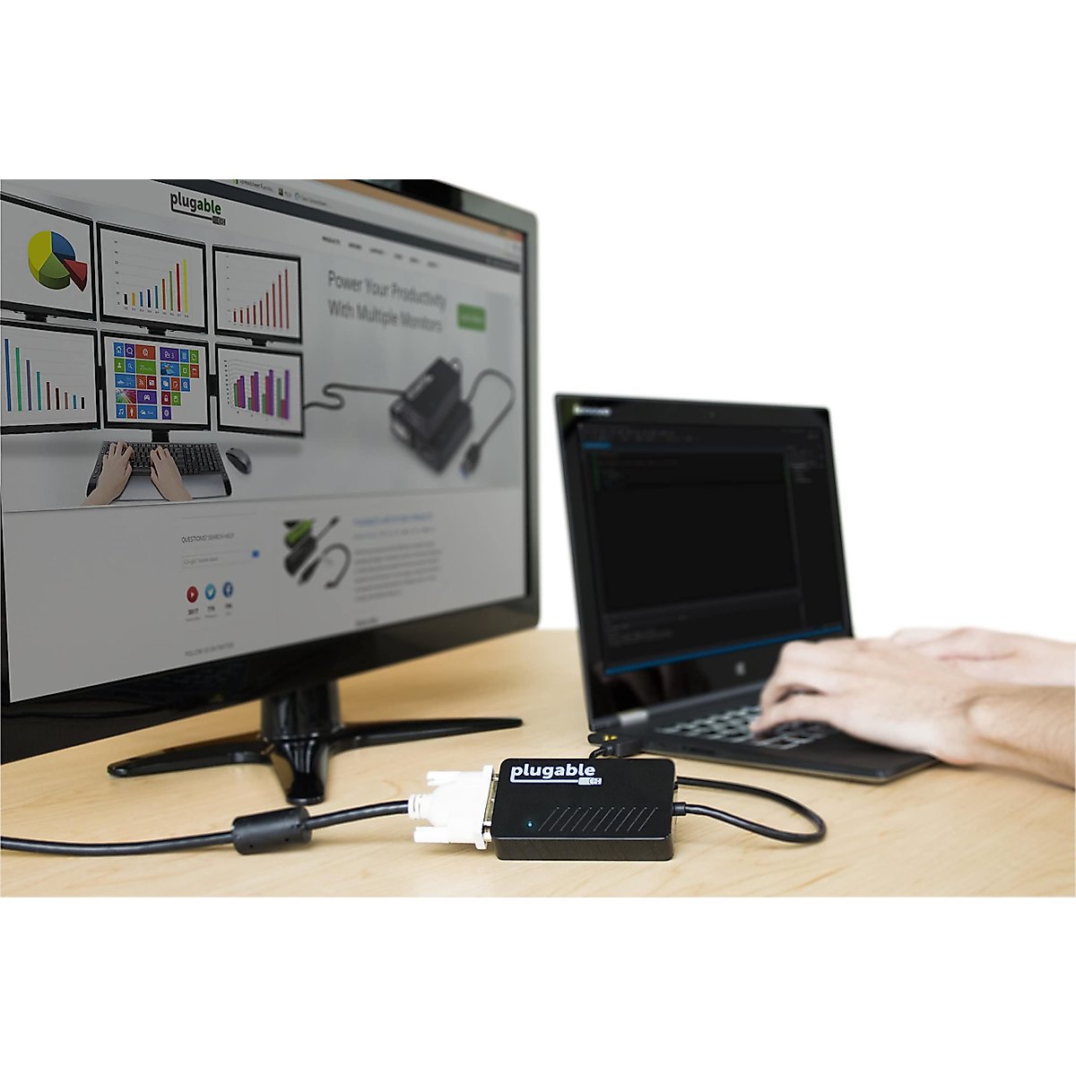 Plugable USB 3.0 to DVI/VGA/HDMI Video Graphics Adapter for Multiple Monitors up to 2048x1152 Supports Windows 11, 10, 8.1, 7, XP, and Mac 10.14+