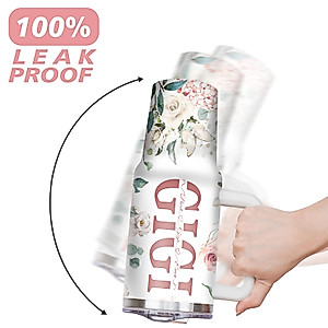 qoepfnsh Gifts for Gigi Grandmother Gift from Grandson Granddaughter on Birthday Mothers Day&Christmas 40 oz Tumblers with Handle and Straw Stainless Steel Insulated Travel Coffee Cup Mug