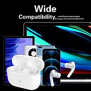 Wireless Earbuds Bluetooth 5.3 IPX7 Waterproof Stereo Earphones Long Battery with Mic Noise Reduction Bluetooth Headphones with Charging Case for iPhone Android Phone White