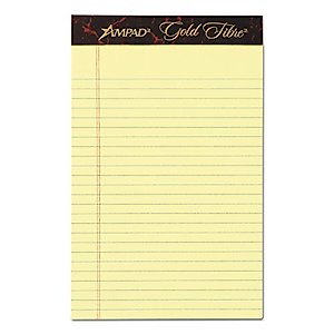 Ampad 20004 Gold Fibre Writing Pads, College/Medium, 5 x 8, Canary, 50 Sheets (Case of 12 Pads)