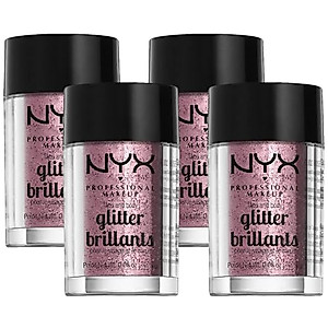 NYX PROFESSIONAL MAKEUP Face & Body Glitter, Rose (Pack of 4)